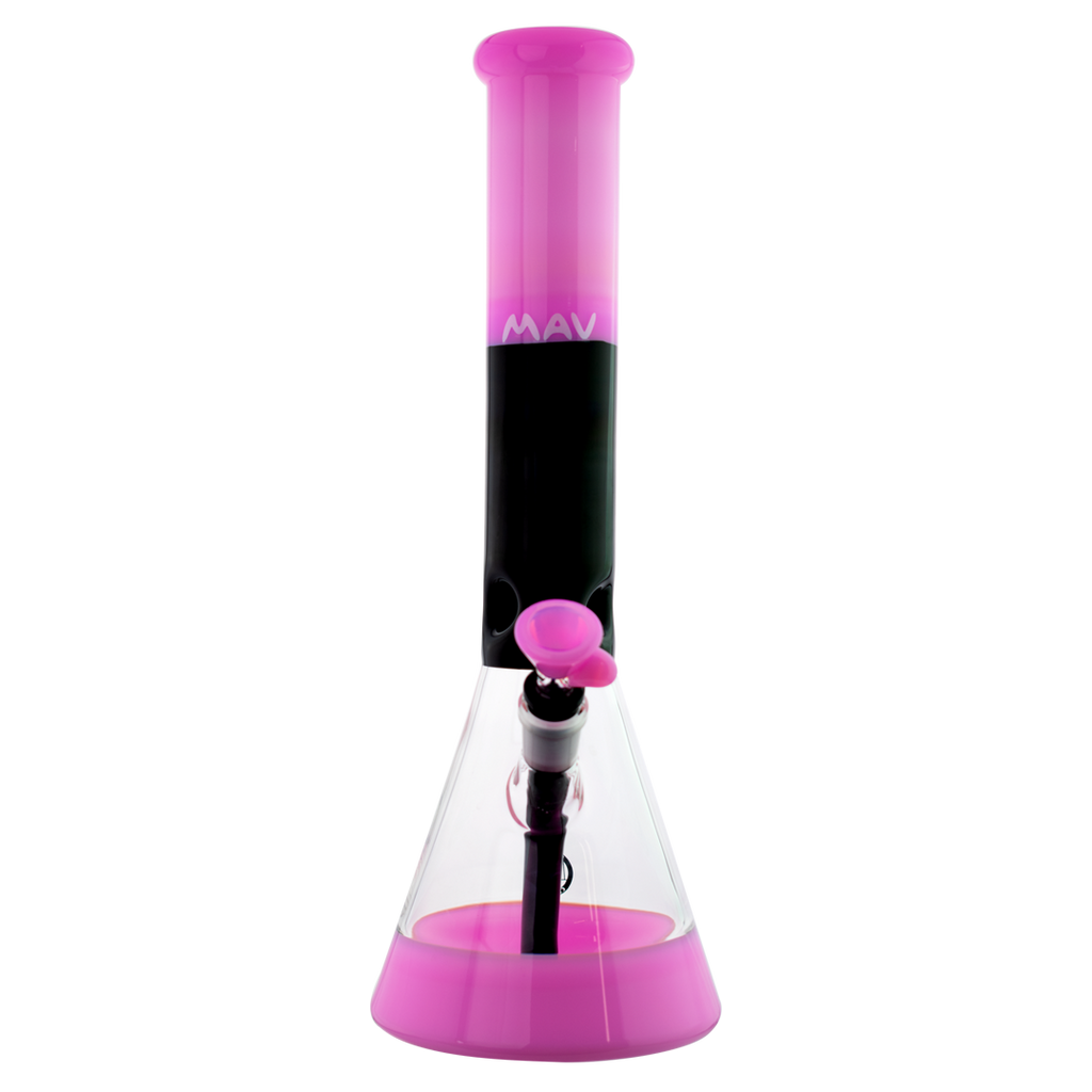 15 X 5mm Beaker Bong Pink And Black Mav Glass