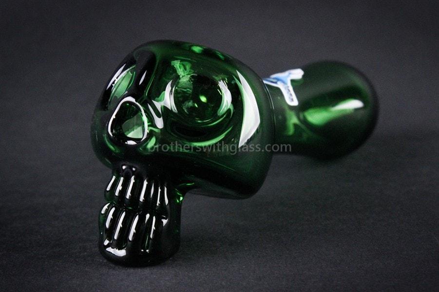 Chameleon Glass Bone Head Skull Hand Pipe - Steamrollers Pipe